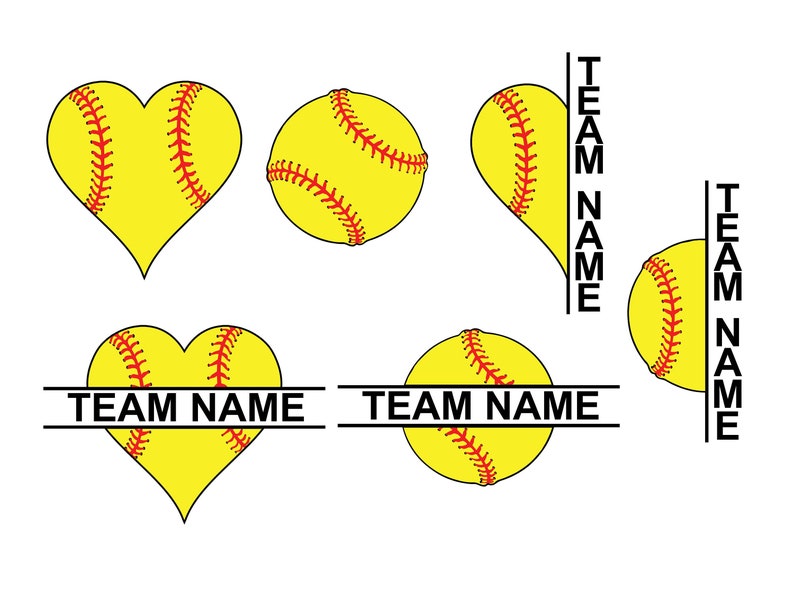 Softball Monogram Svg Split Softball Svg Split Softball Etsy