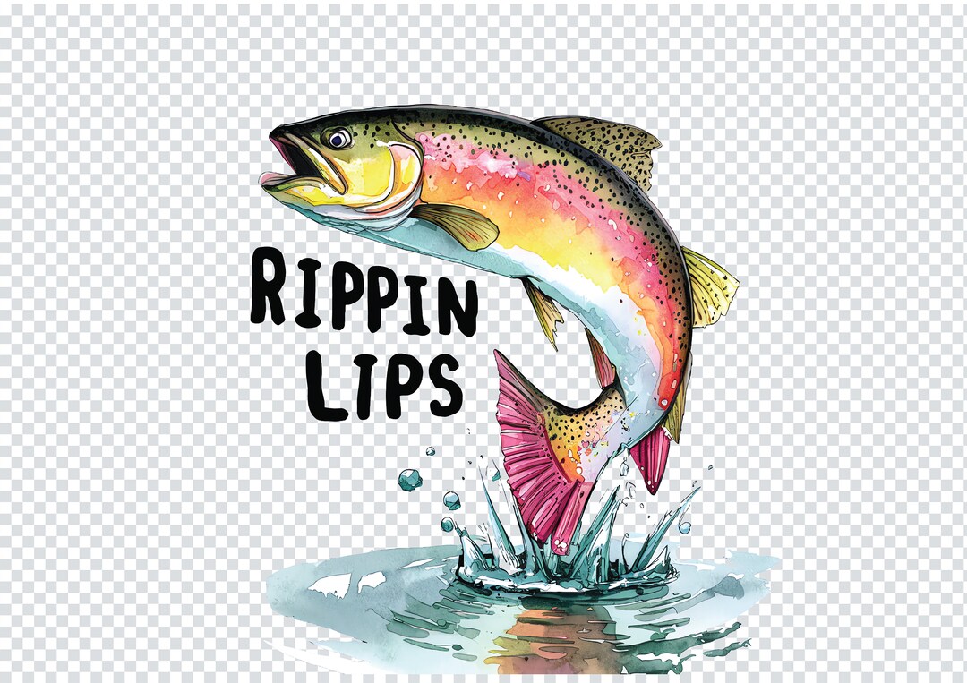 Watercolor Fishing Printable Art, Rippin Lips Rainbow Trout ...