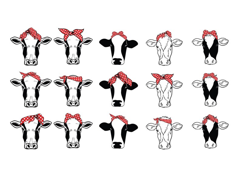 COW BANDANA SVG, Cow With Bandana Clipart, Cow Head Svg File for Cricut ...