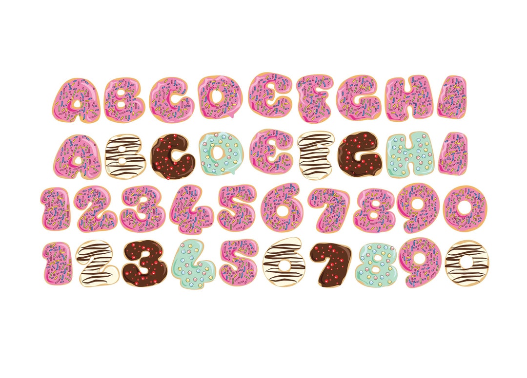 DONUT ALPHABET SVG Files, Donut Alphabet Clipart, Donut Font Svg, Donut ...