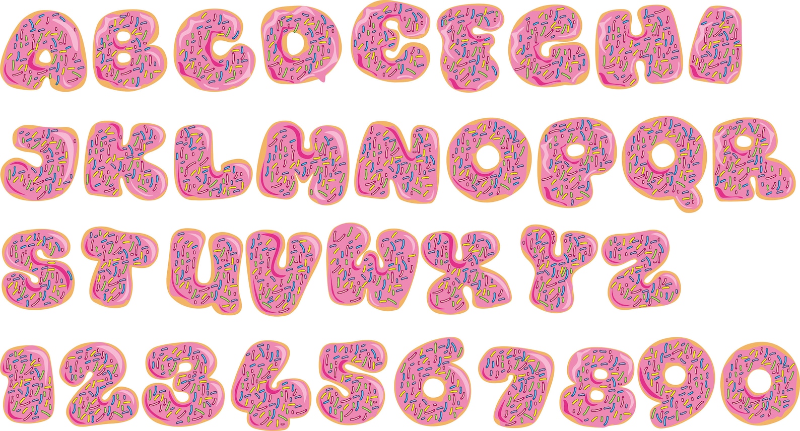 DONUT ALPHABET SVG Files Donut Alphabet Clipart Donut Font | Etsy