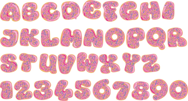 DONUT ALPHABET SVG Files Donut Alphabet Clipart Donut Font | Etsy