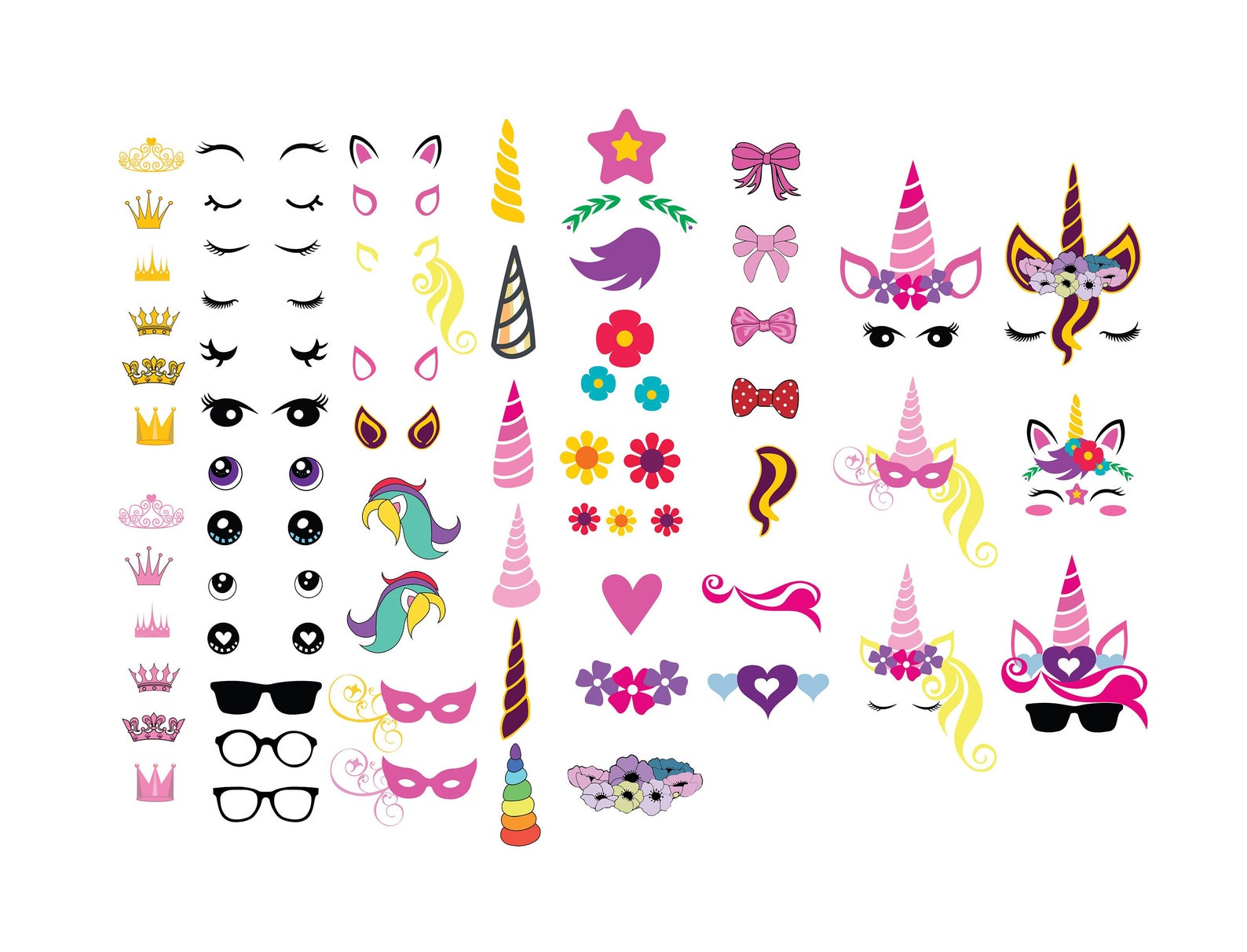 UNICORN KIT SVG Bundle, Unicorn Kit Clipart Bundle, Create Your Own ...