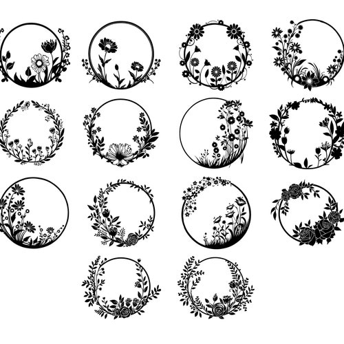 FLORAL CIRCLE SVG Floral Circle Svg Cut Files for Cricut - Etsy