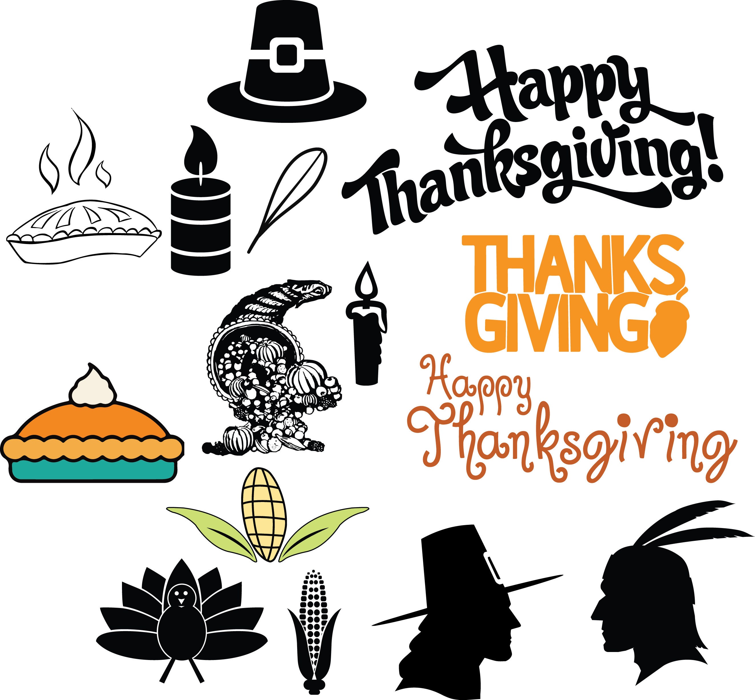 THANKSGIVING SVG BUNDLE Clipart de Acción de Gracias - Etsy México