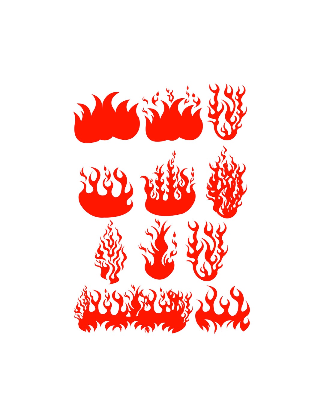 Fire SVG Files, Fire Clipart, Fire Dxf Files, Flames Silhouette, Flames ...