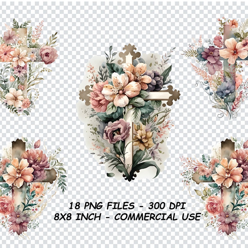 Cross With Flowers Png - Etsy