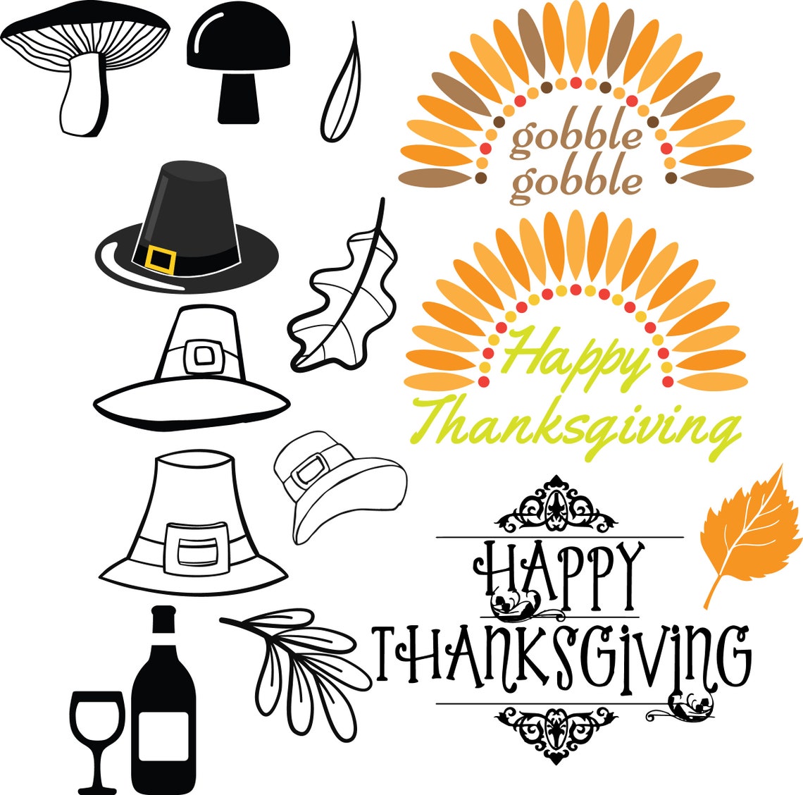 THANKSGIVING SVG BUNDLE Clipart de Acción de Gracias - Etsy México