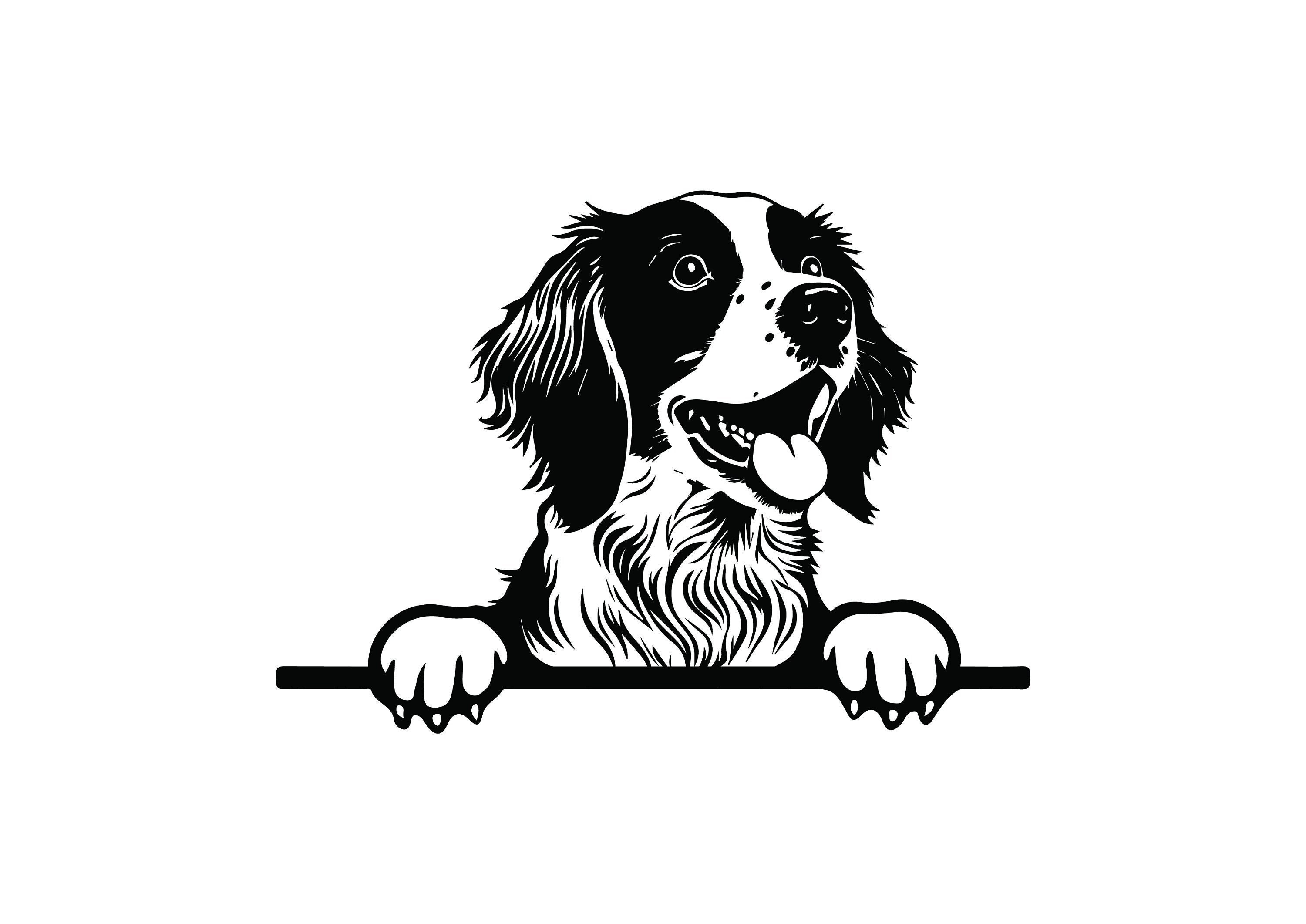 PEEKING BRITTANY SPANIEL Svg, Peeking Brittany Spaniel Clipart, Peeking ...