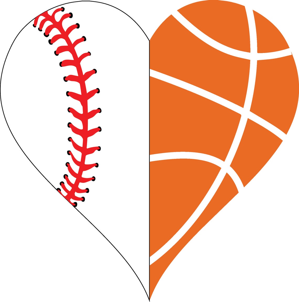 HALF HEART Svg Half SPORTS Hearts Sports Half Heart Svg | Etsy