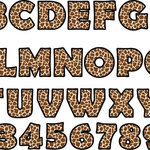 GIRAFFE FONT SVG, Giraffe Alphabet Svg, Giraffe Letters and Numbers ...