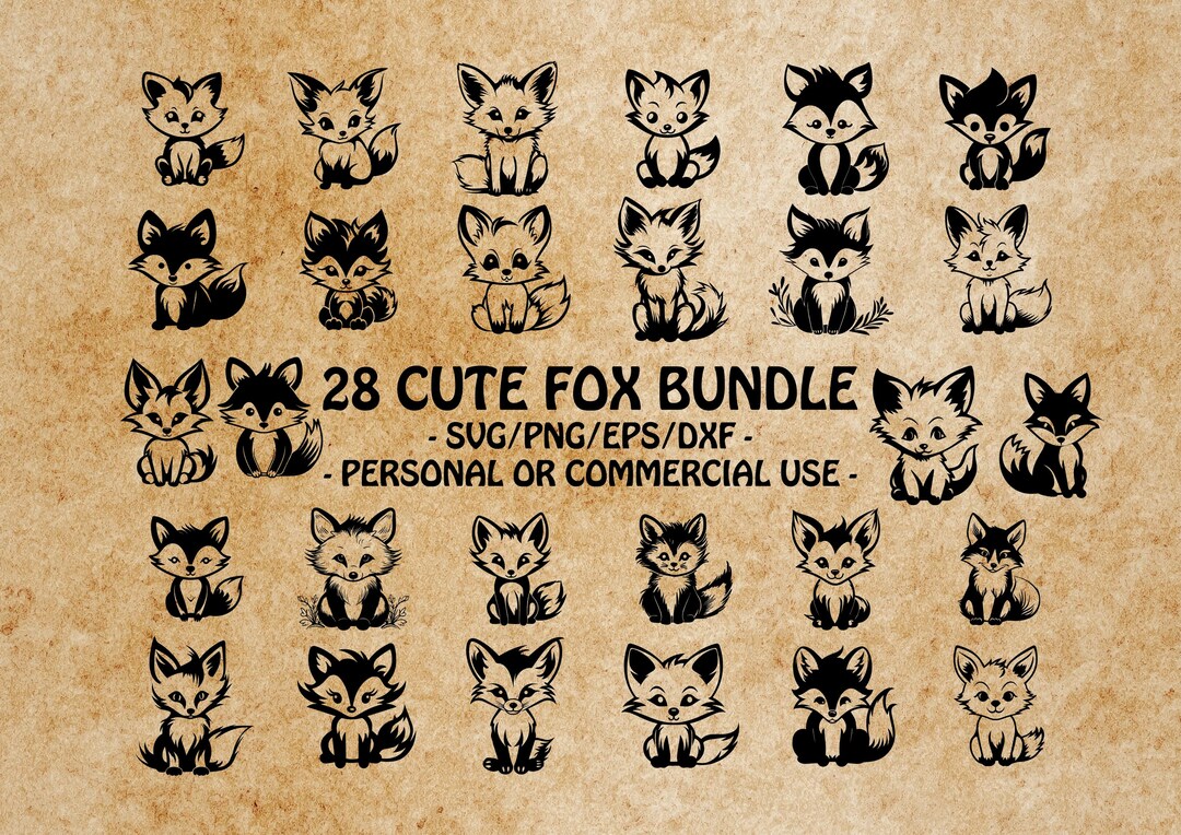 CUTE FOX SVG, Woodland Fox Clipart, Baby Fox Design Svg Files for ...