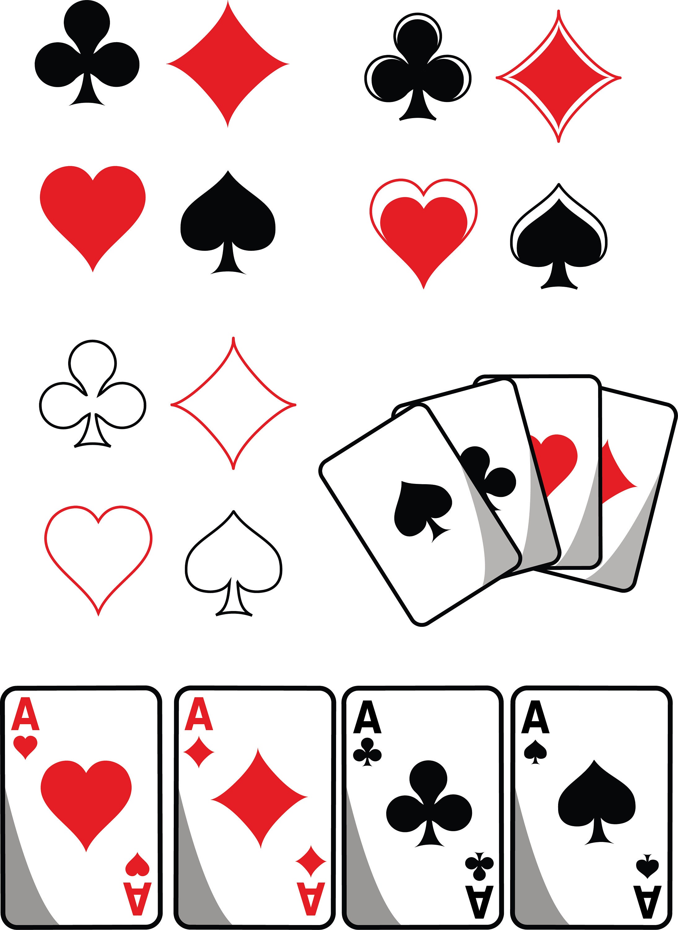 Card Suits SVG, SVG Files, Diamond, Heart, Spade, Club, Clip Art, Cut ...