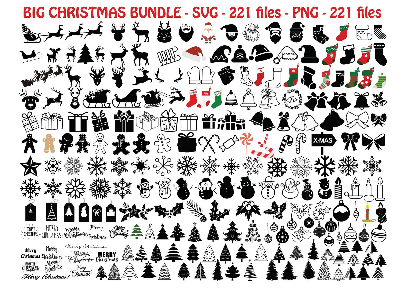 CHRISTMAS SVG Bundle, CHRISTMAS Clipart, Christmas Svg Files for Cricut ...