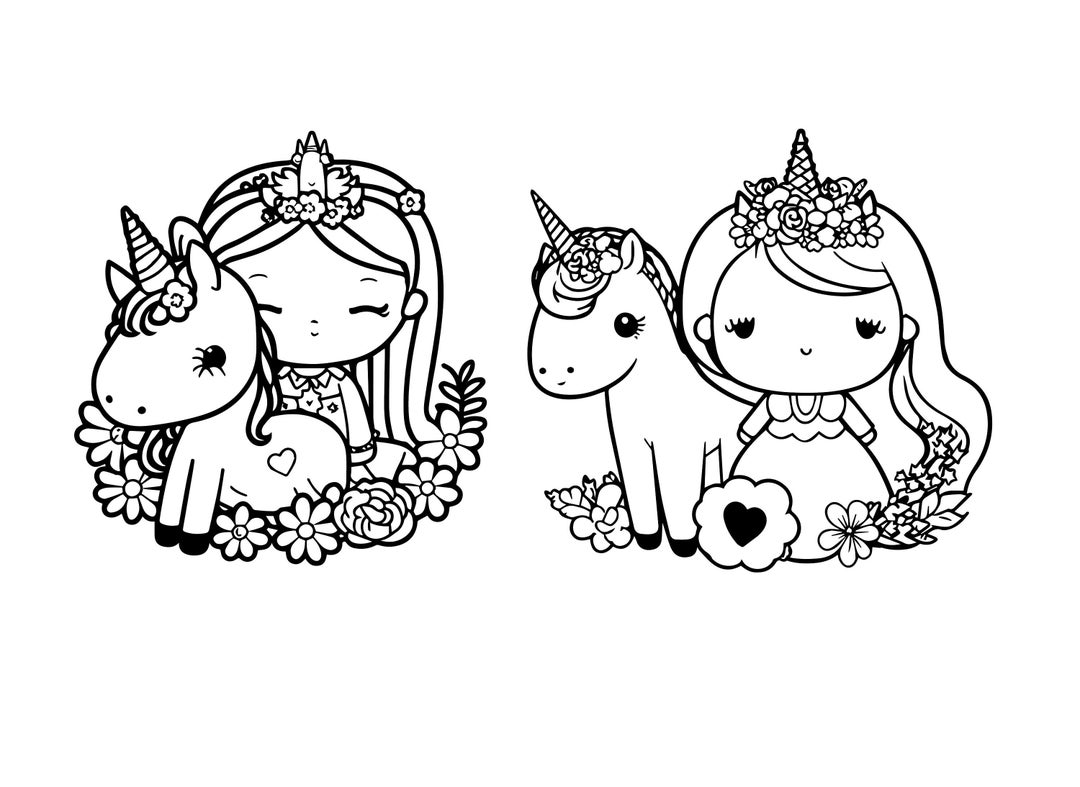 GIRL With UNICORN SVG, Cute Girl With Unicorn Clipart, Girl With ...