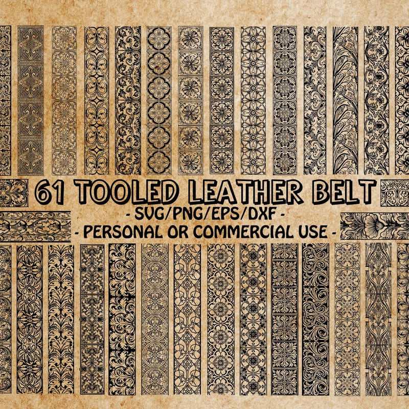 Geometric Tooled Belt - Etsy