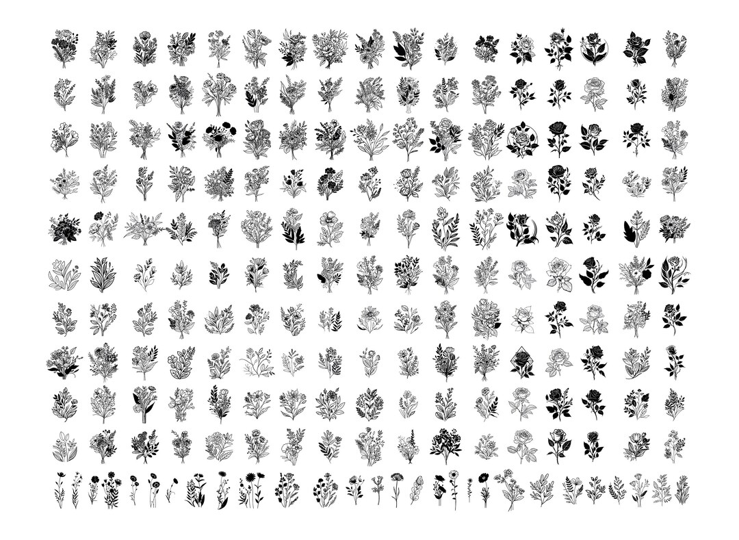 BOTANICAL SVG Bundle, FLORAL Svg, Bouquet Svg Cut Files, Leaves Svg ...