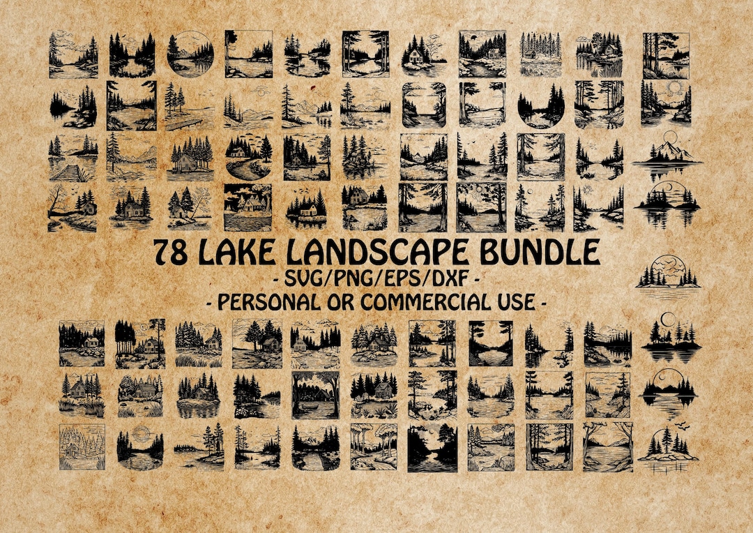 LAKE SCENERY SVG, Mountain Lake Clipart, Tranquil Nature Design Svg ...