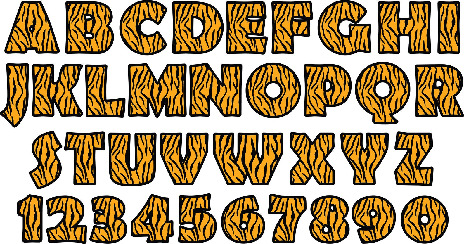 TIGER ALPHABET SVG Files Tiger Alphabet Clipart Tiger Font | Etsy