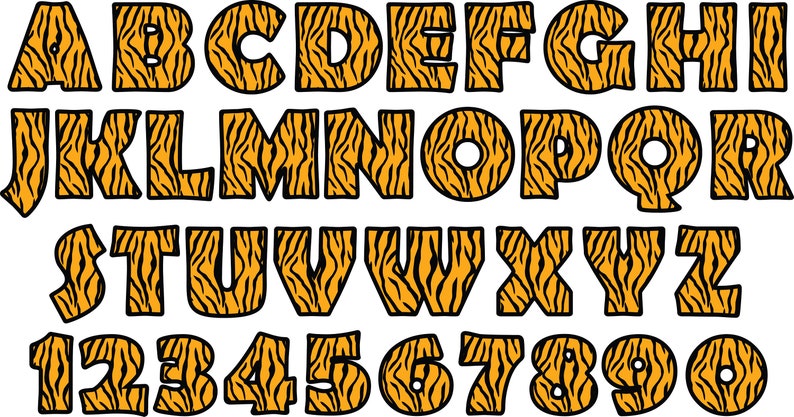 TIGER ALPHABET SVG Files, Tiger Alphabet Clipart, Tiger Font for Cricut ...
