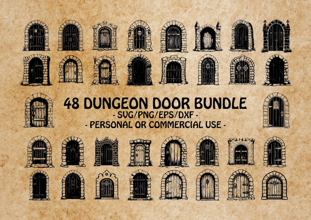DUNGEON DOOR SVG, Medieval Door Clipart, Fantasy Dungeon Design Svg ...