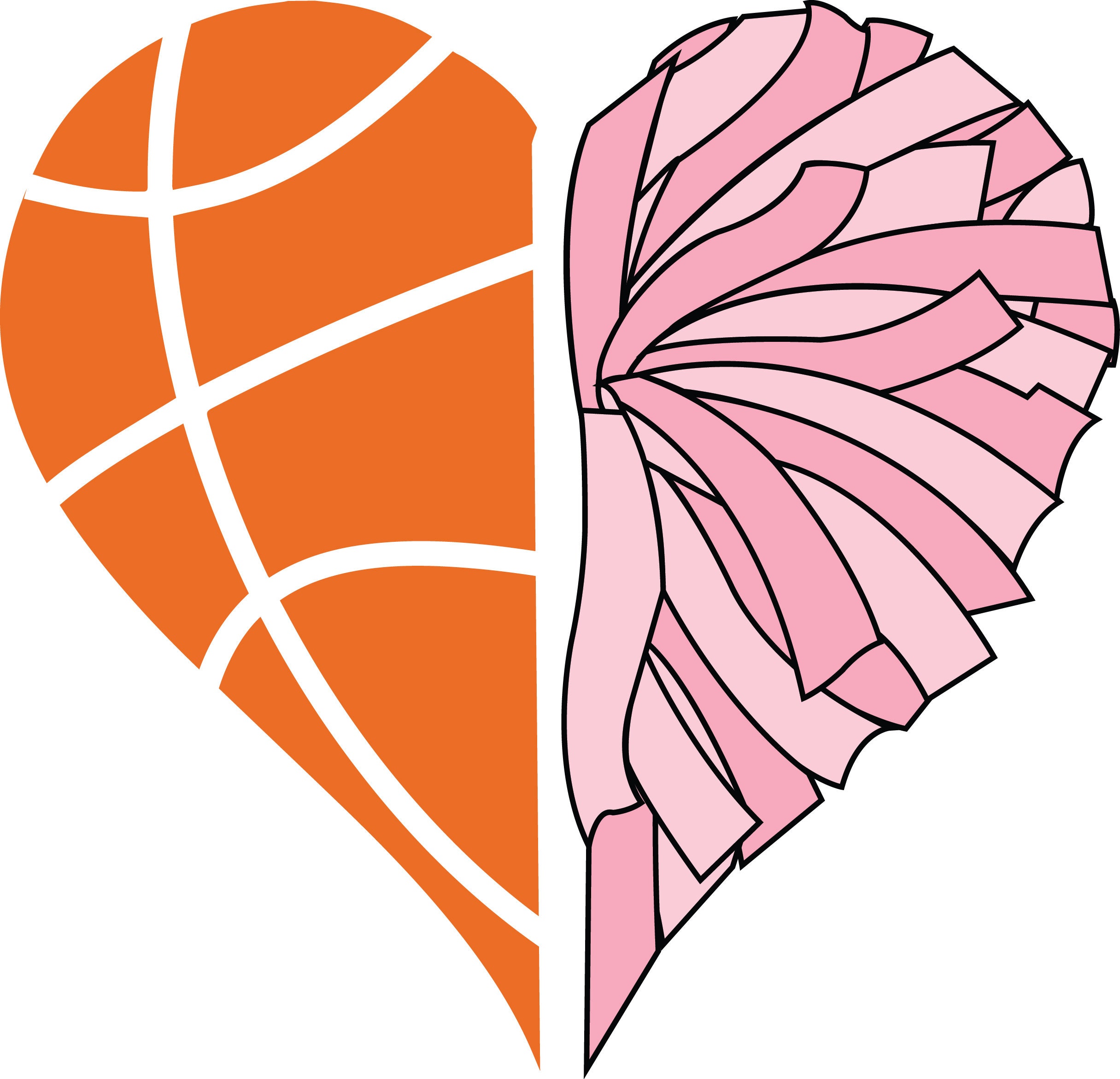 HALF SPORT HEART Svg, Pom Pom Svg, Half Sport Hearts Svg, Sport Hearts ...