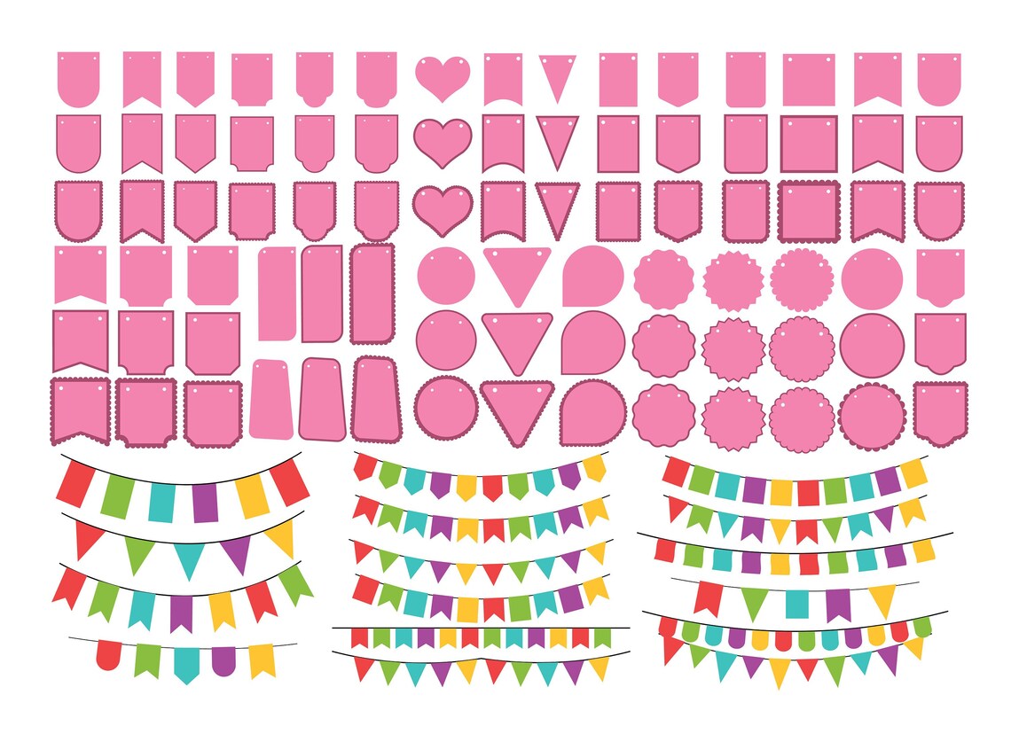 BUNTING BANNER SVG, Bunting Svg Cut Files for Cricut, Scallop Banner ...