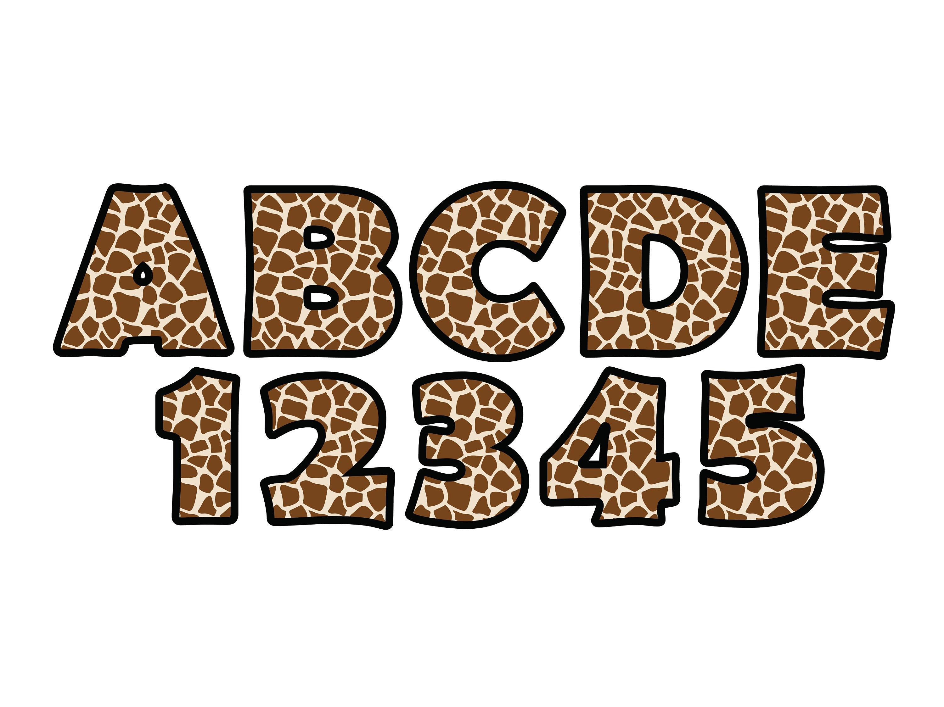 GIRAFFE FONT SVG, Giraffe Alphabet Svg, Giraffe Letters and Numbers ...