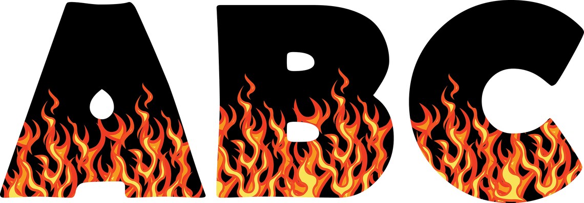 BURNING LETTERS ALPHABET Svg Burning Letters Alphabet - Etsy