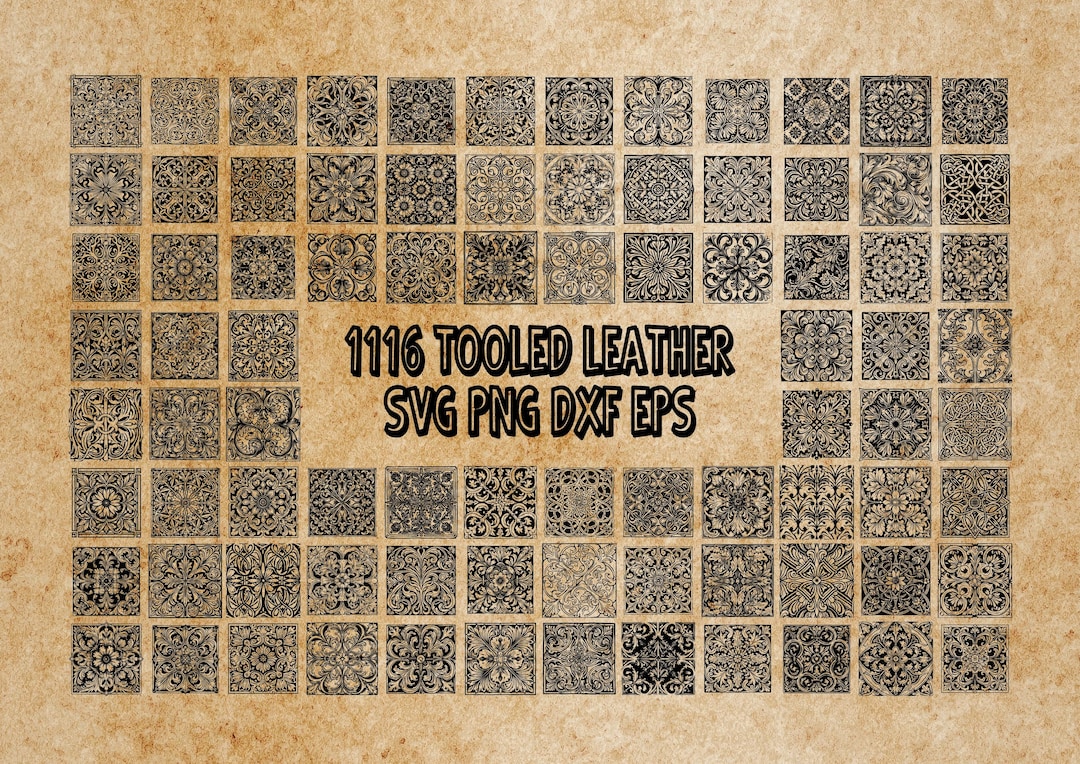 TOOLED LEATHER PATTERN Svg, 1116 Tooled Pattern Svg, Western Floral ...