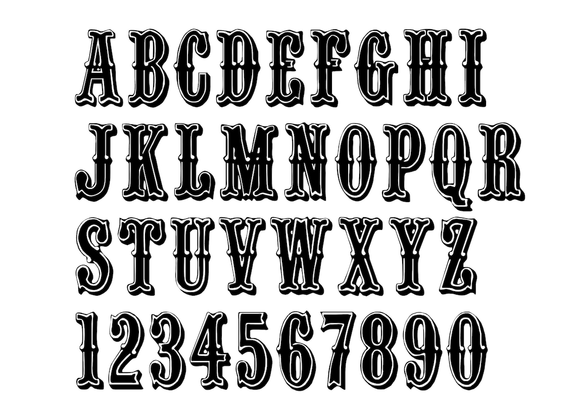 WESTERN FONT SVG, Western Alphabet Svg, Western Letters and Numbers Svg ...