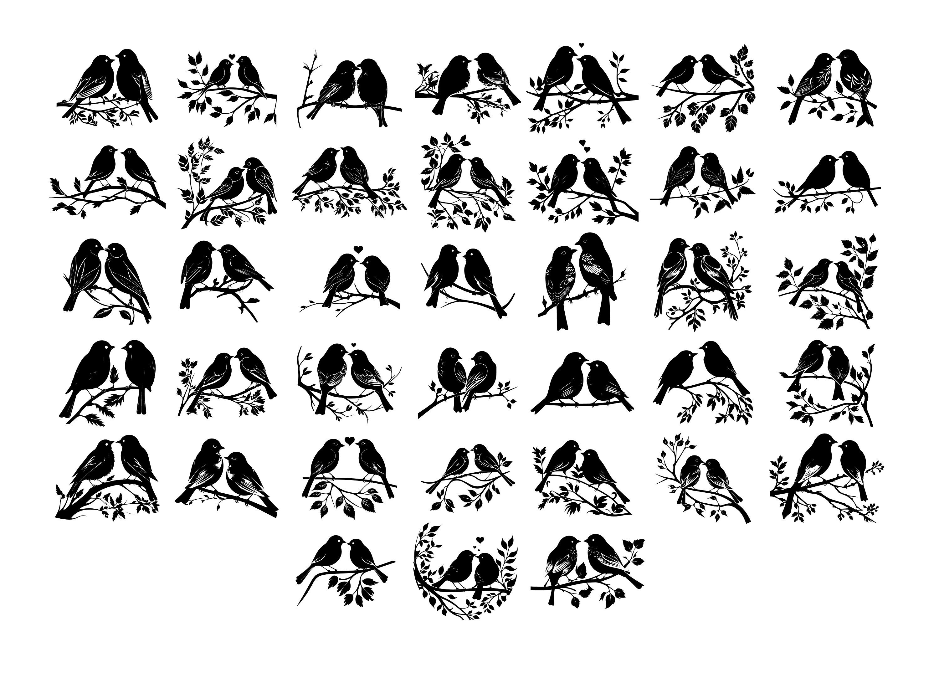 BIRDS on TREE BRANCH Svg Cute Love Birds Svg Birds on Twigs - Etsy Canada