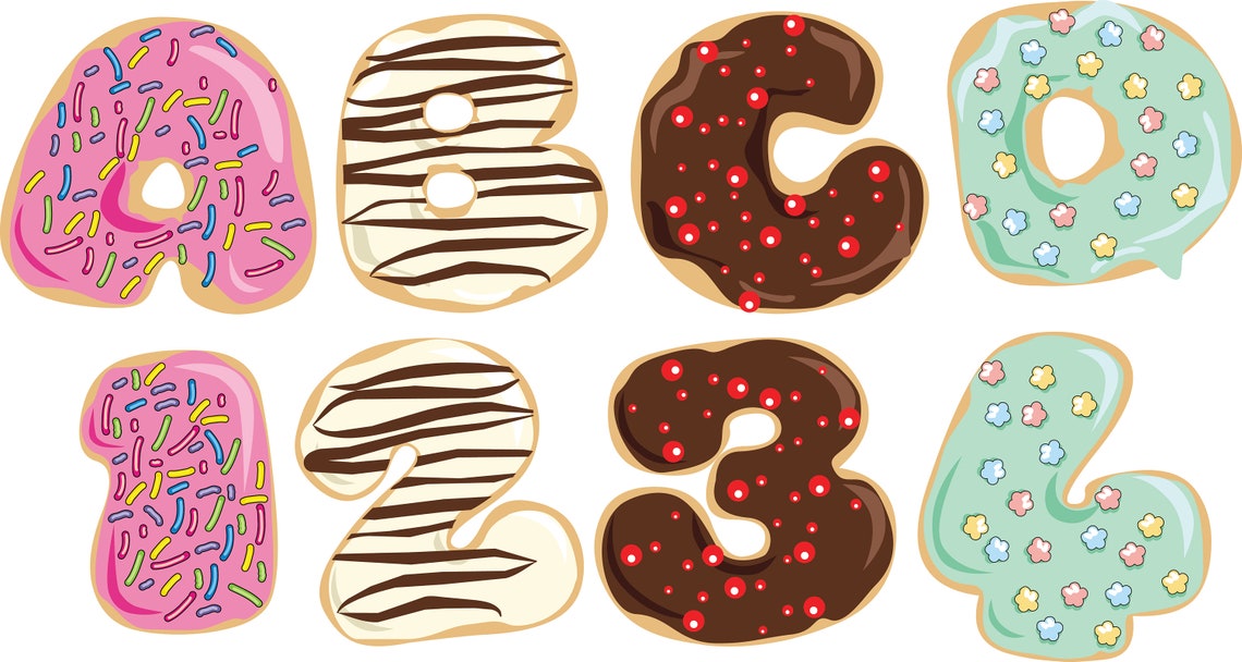 DONUT ALPHABET SVG Files Donut Alphabet Clipart Donut Font | Etsy