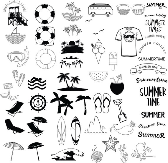 Beach Clipart Free Black And White