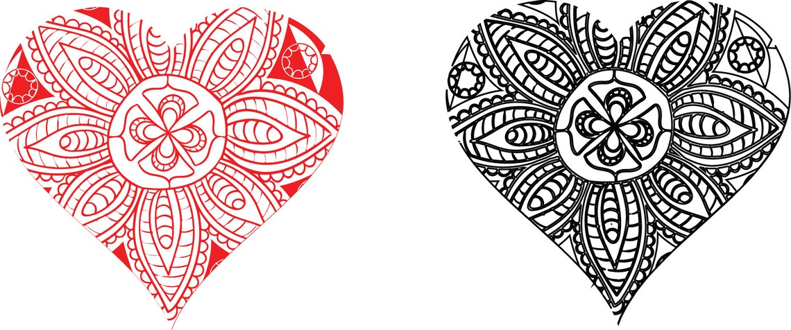 Mandala Heart SVG Valentine's Day SVG Love Silhouette - Etsy