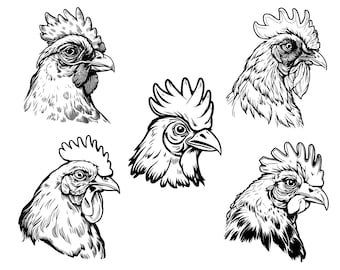CHICKEN HEAD SVG, Chicken Clipart, Chicken Head Svg File for Cricut ...