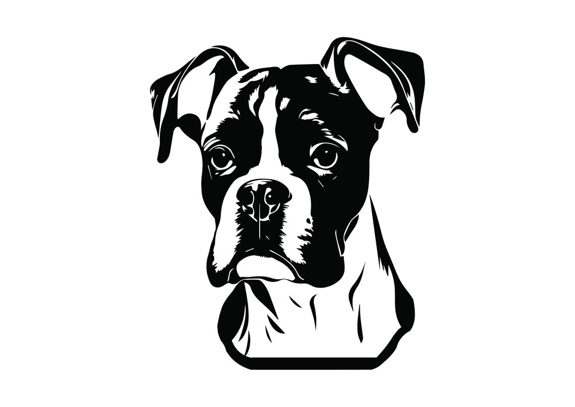 BOXER HEAD SVG, Boxer Head Clipart, Boxer Head Dog Svg Files for Cricut ...