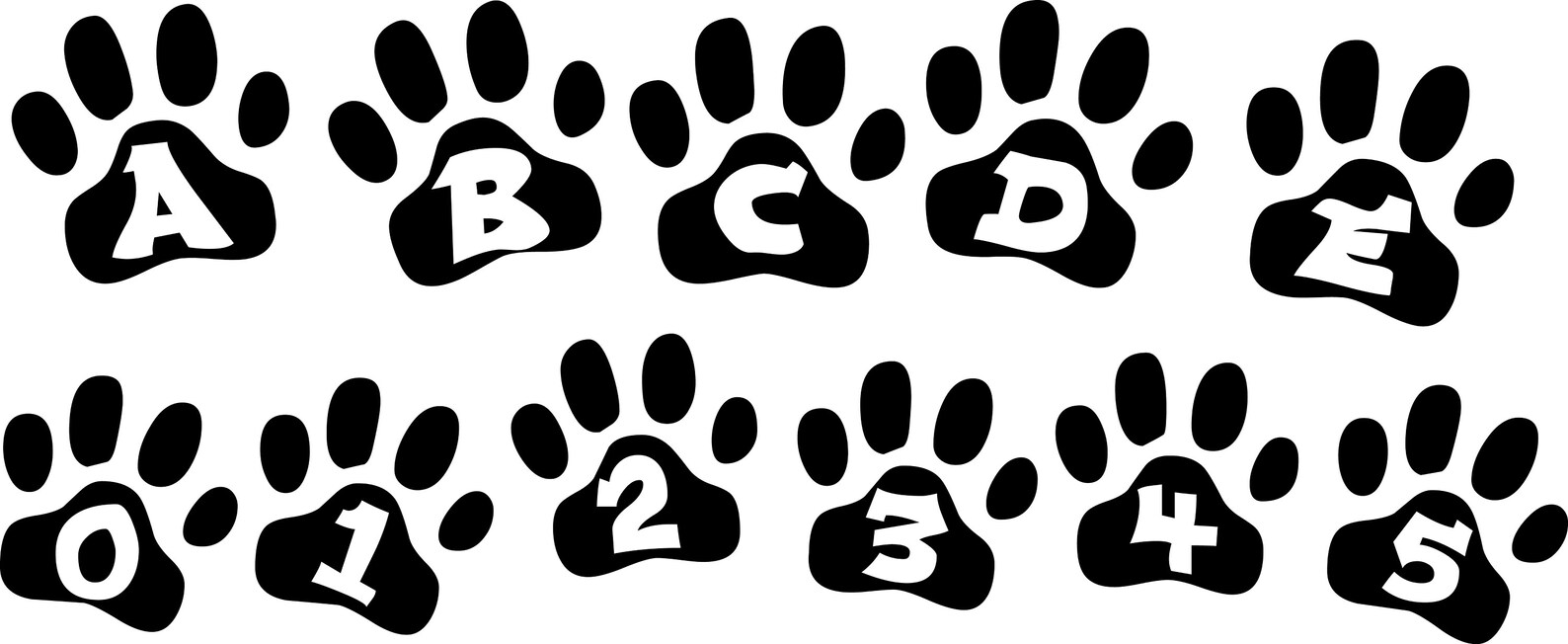 PAW ALPHABET SVG, Paw Font Svg, Paw Letters and Numbers for Cricut, Pet ...