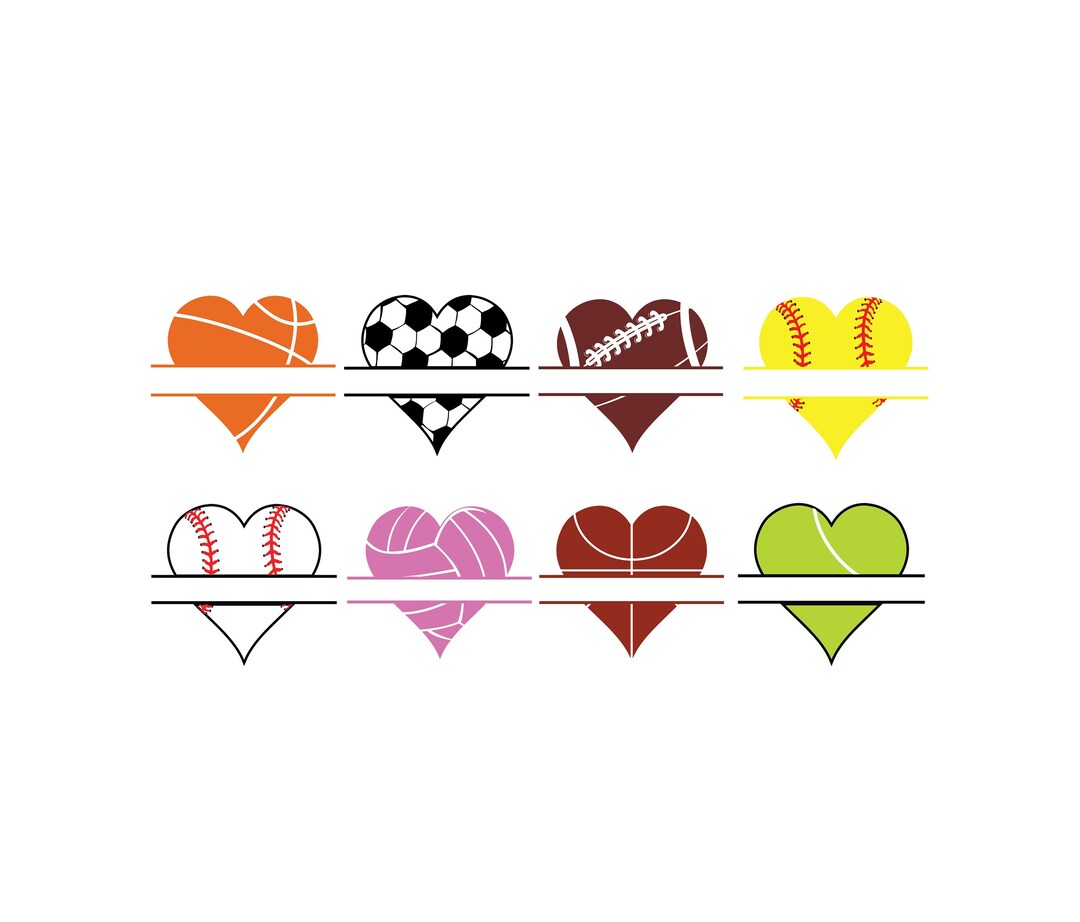 SPLIT SPORT BALL Hearts, Football, Soccer, Softball, Basketball ...