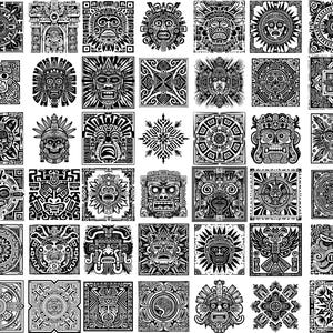 PAQUETE AZTECA SVG, archivos de corte SVG de jeroglíficos aztecas para ...