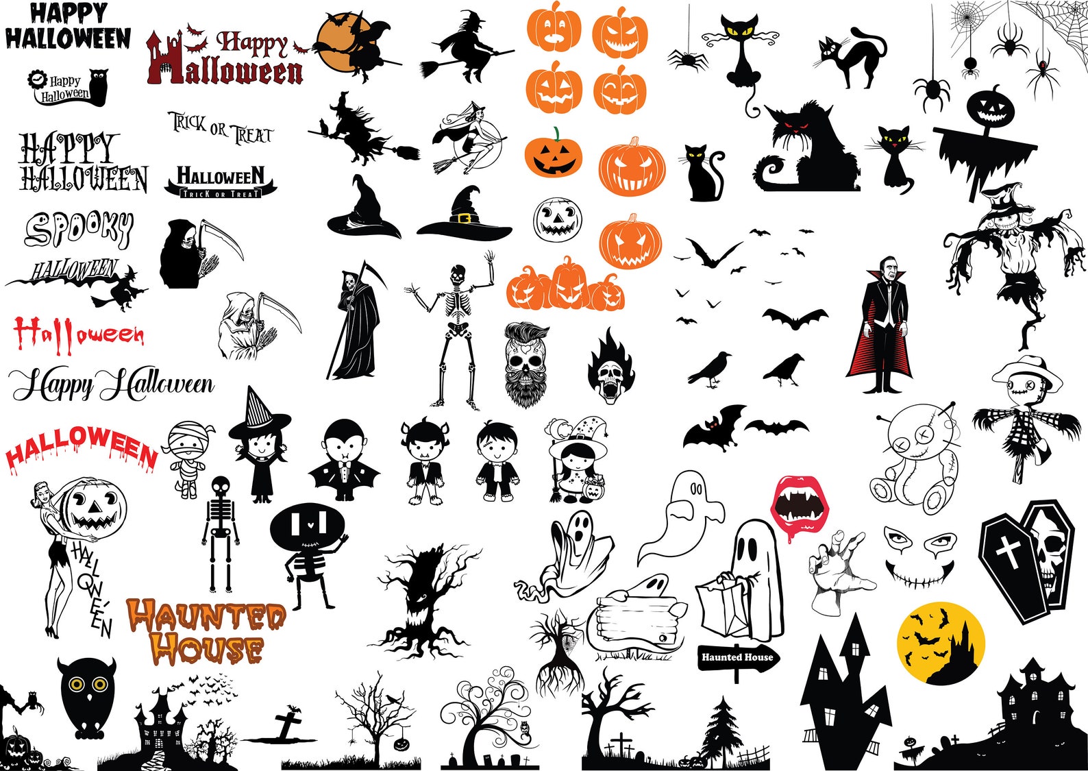 HALLOWEEN SVG Bundle, Halloween Clipart Bundle, Halloween SVG Files for ...
