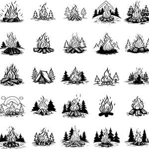 CAMPFIRE SVG, Outdoor FIRE Clipart, Camping Fire Design Svg Files for ...