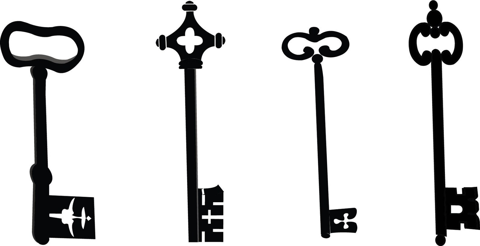 Old Keys Keys Svg Clipart Cutouts Silhouette Cameo | Etsy