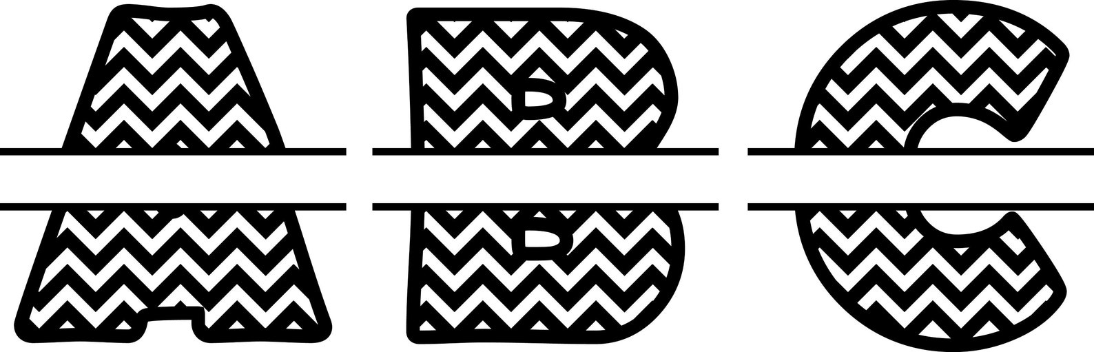 SPLIT CHEVRON ALPHABET Svg Split Chevron Alphabet Clipart - Etsy