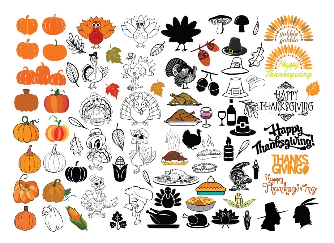 THANKSGIVING SVG BUNDLE, Clipart de Acción de Gracias, Archivos Svg de ...