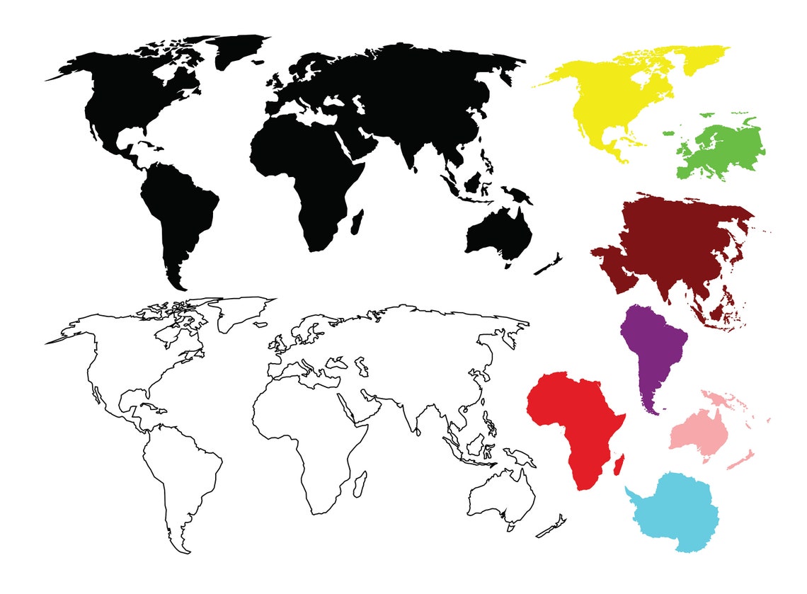 WORLD MAP SVG World Map Outline Svg North America Map Svg | Etsy