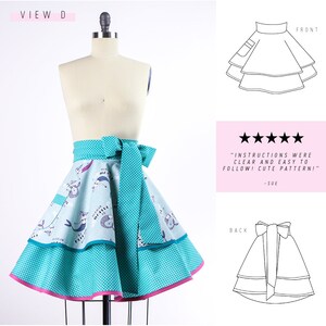 How to Sew A Half Retro Apron for Women - A Printable Sewing Pattern ...