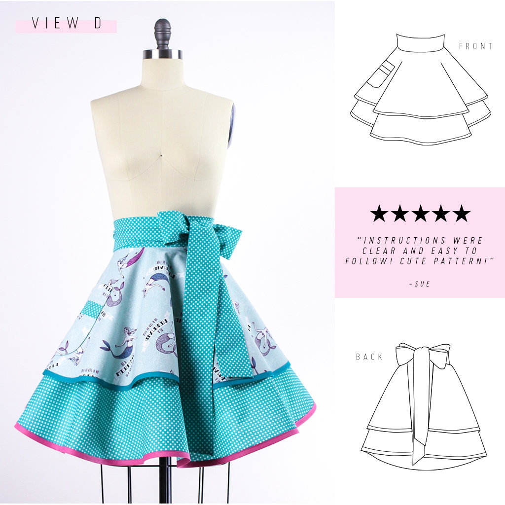 How To Sew A Retro Apron for Women // A Printable Sewing | Etsy