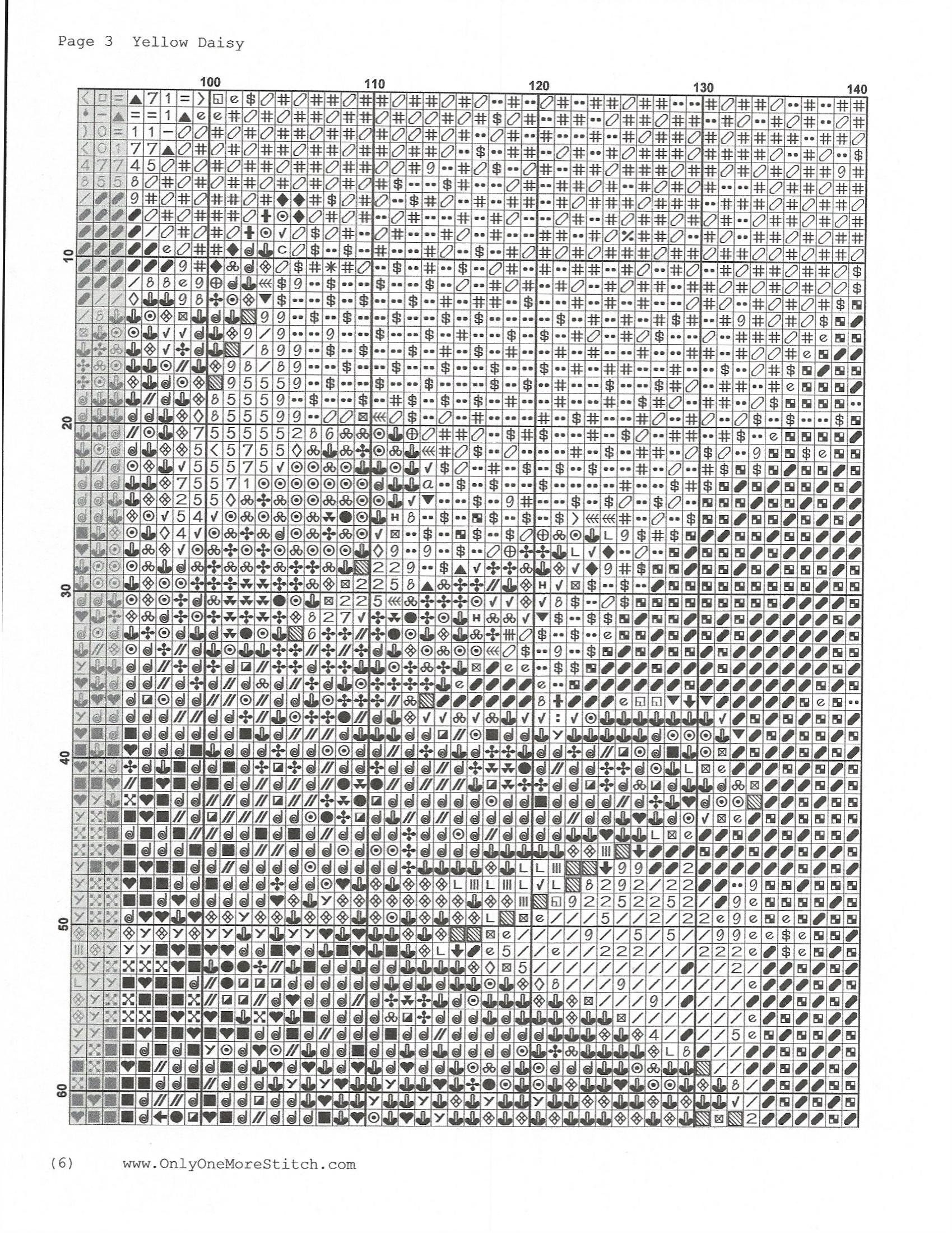 Yellow Daisy Counted Cross Stitch Pattern - PDF Download