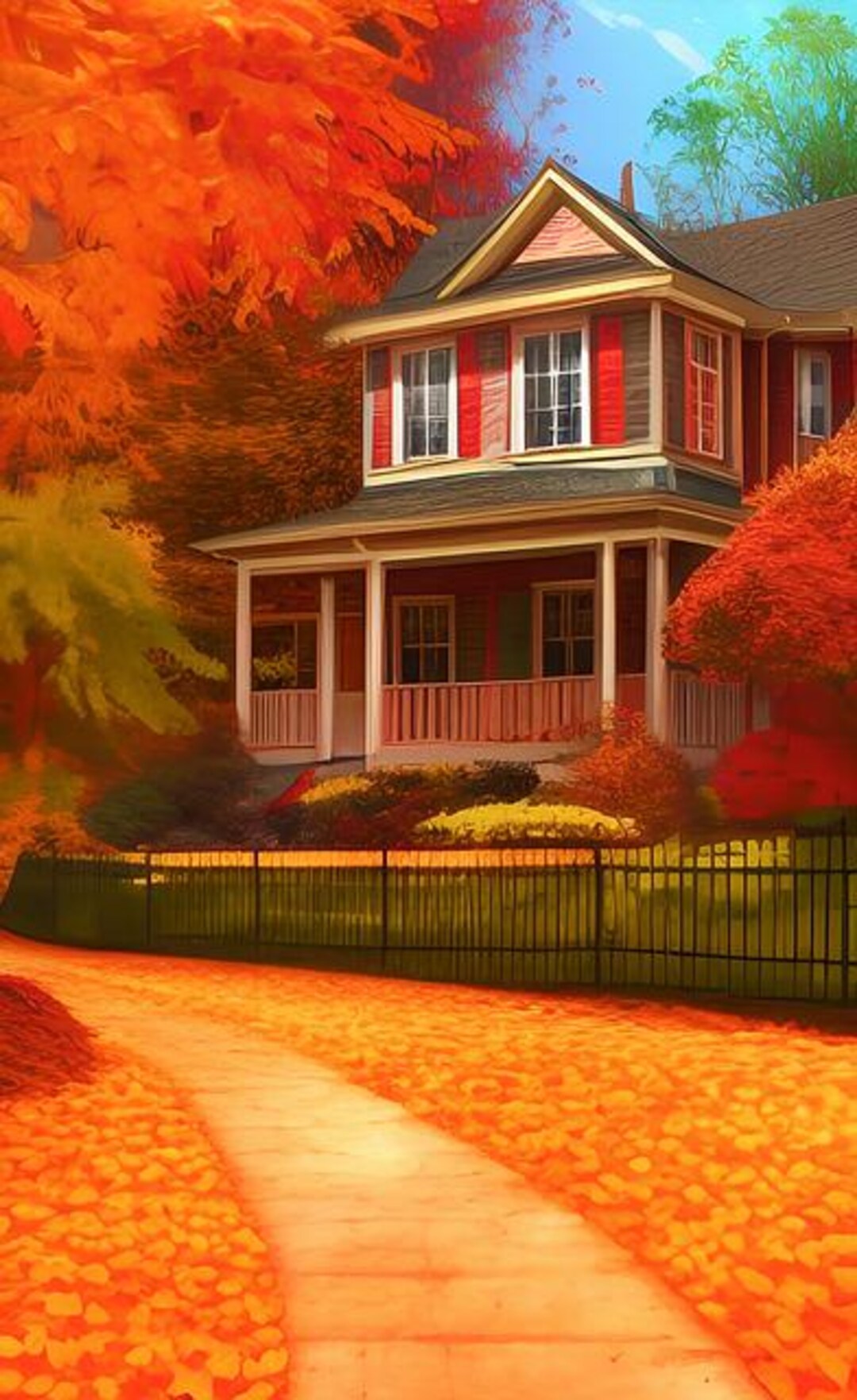 Fall House Counted Cross Stitch Pattern: Colorful Autumn Scenery (PDF ...